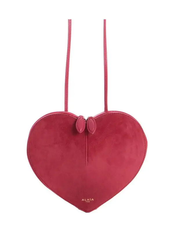 Alaïa Le Coeur Suede Crossbody Bag - Framboise