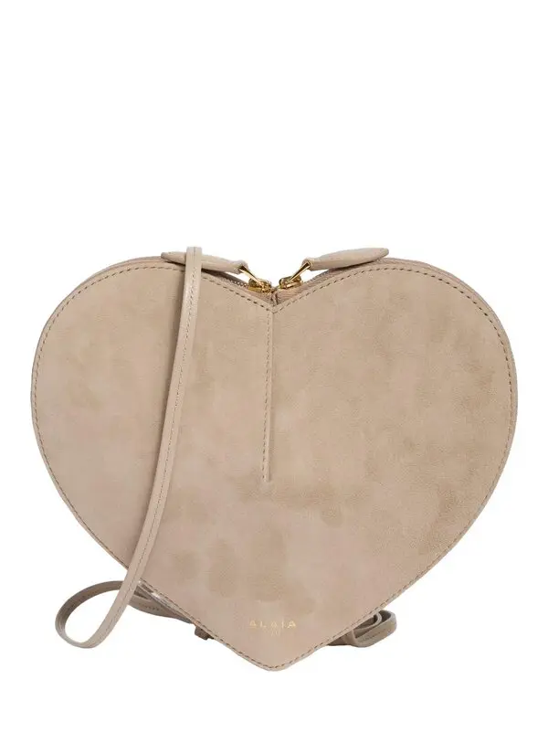 Alaïa Le Coeur Suede Crossbody Bag - Grege