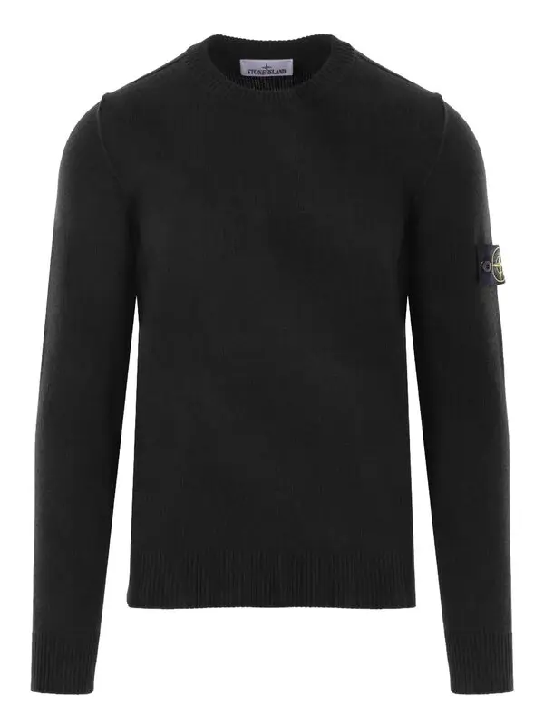 Stone Island Ribbed-knit Crew-neck Sweater - Black