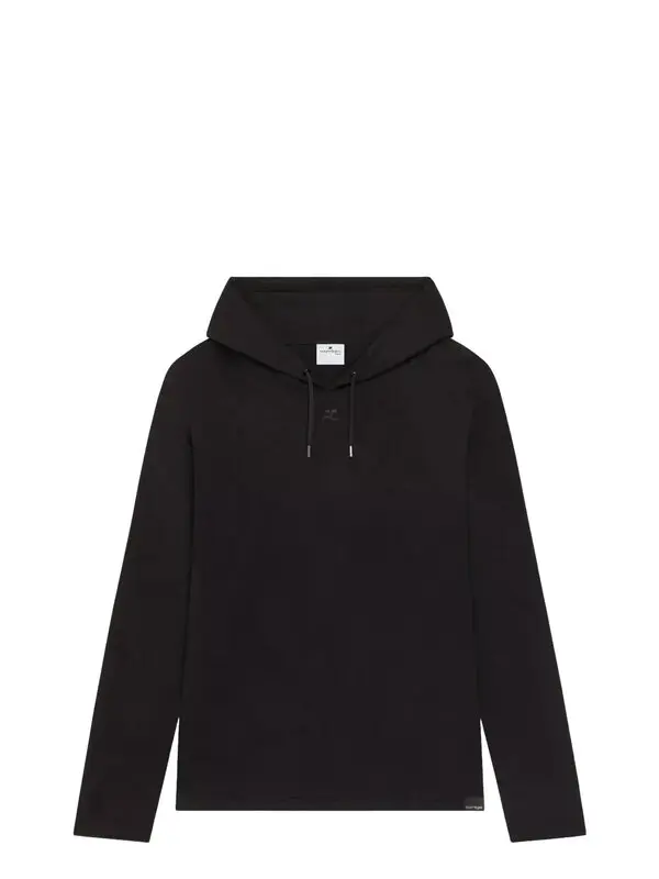 COURREGES Asymmetrical Cropped Hoodie - Black