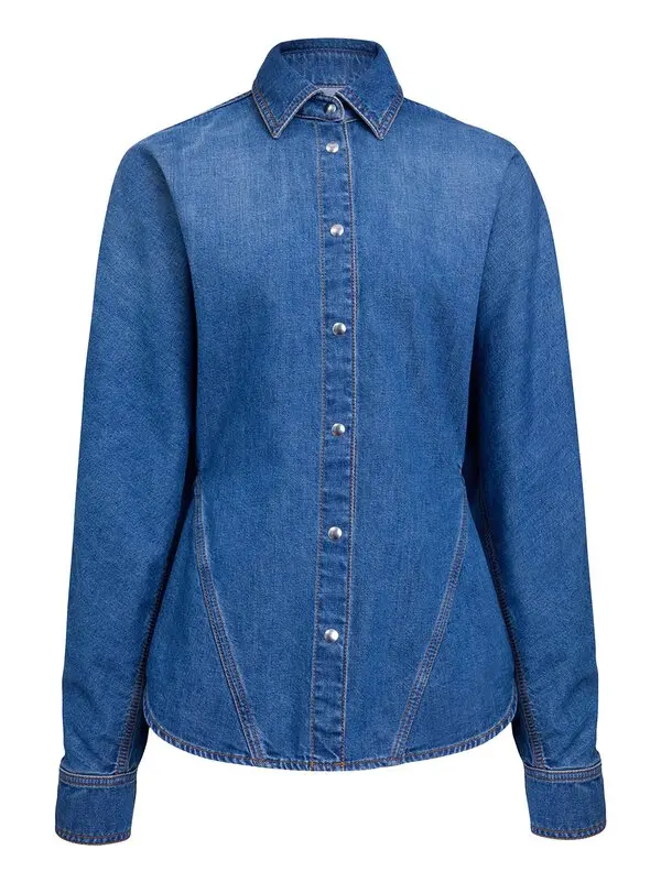 Alaïa Curved Denim Shirt - Blue
