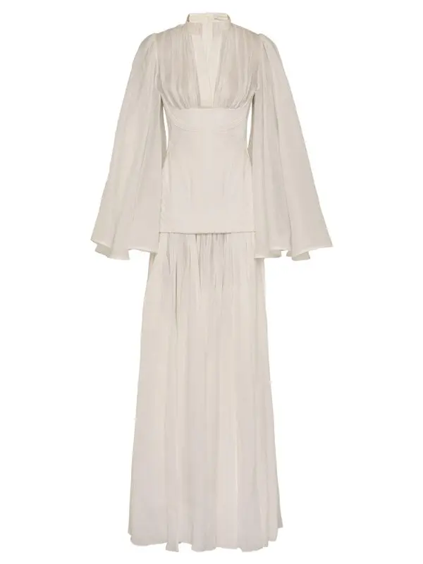 Zimmermann Rebellion Corseted Chiffon Maxi Dress - Ivory