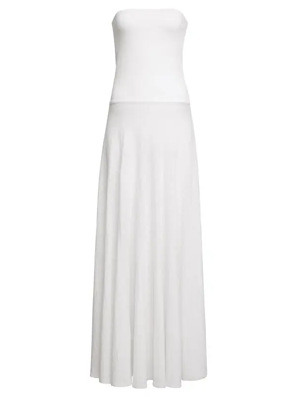 Alaïa Strapless Linen Maxi Dress - White