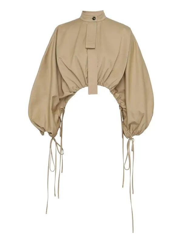 Zimmermann Rebellion Drawcord Cotton Poplin Top - Neutral