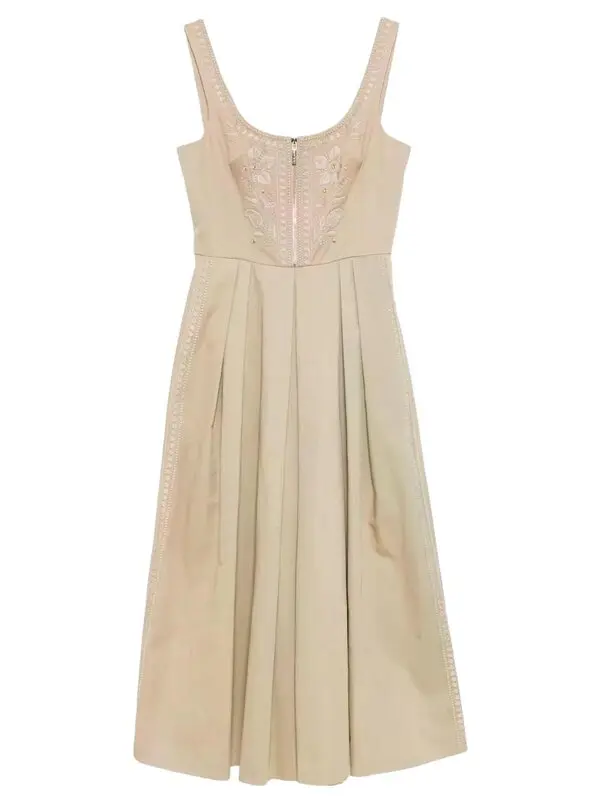 Elie Saab Embroidered Gabardine Dress - Grey