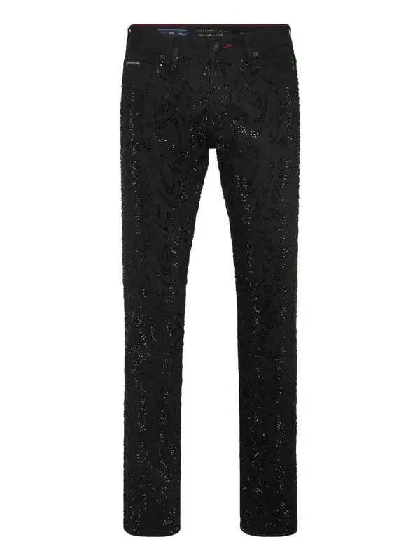Philipp Plein Super Straight Cut Strass Jeans - Black