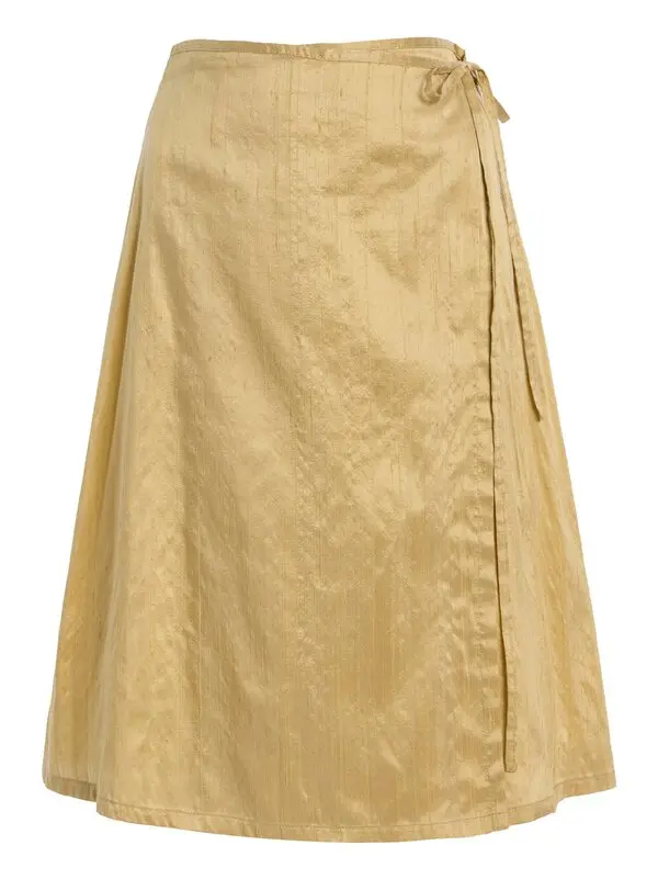HOUSE OF AAMA Dupioni Silk Wrap Midi Skirt - Tan