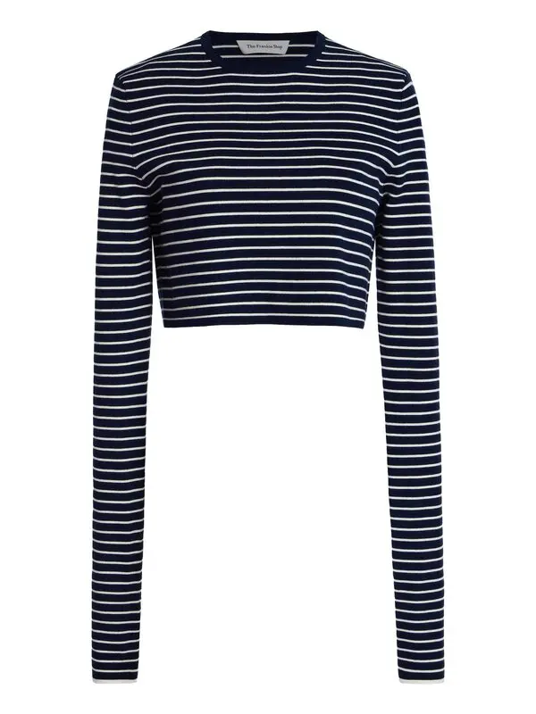 THE FRANKIE SHOP Kasel Cropped Knit T-shirt - Stripe