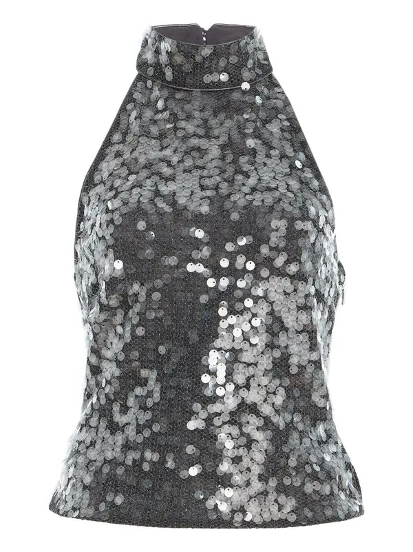 ROTATE BY BIRGER CHRISTENSEN Sequin Halter Top - Grey