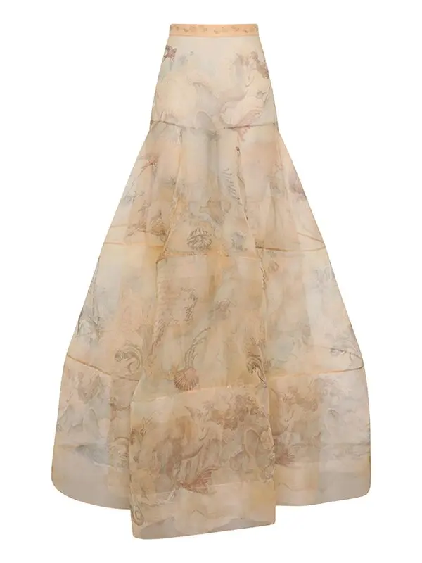 Zimmermann Rebellion Lantern Silk Organza Maxi Skirt - Multi