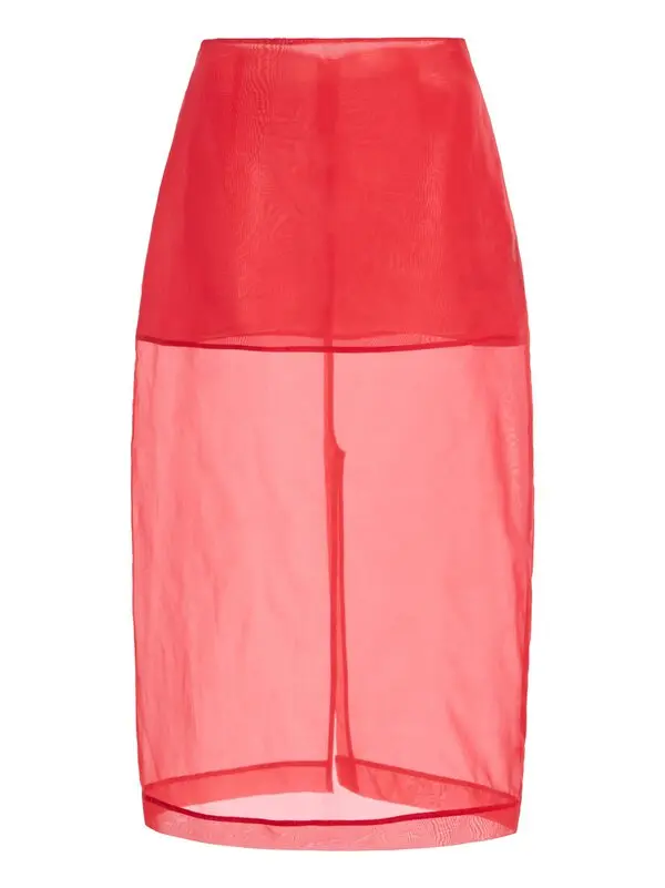 THE FRANKIE SHOP Peri Sheer Silk-blend Midi Skirt - Red