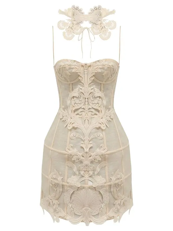 Zimmermann Rebellion Corseted Linen-silk Lace Mini Dress - Ivory