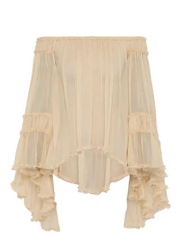 Zimmermann Rebellion Fray Flutter Blouse - Ivory