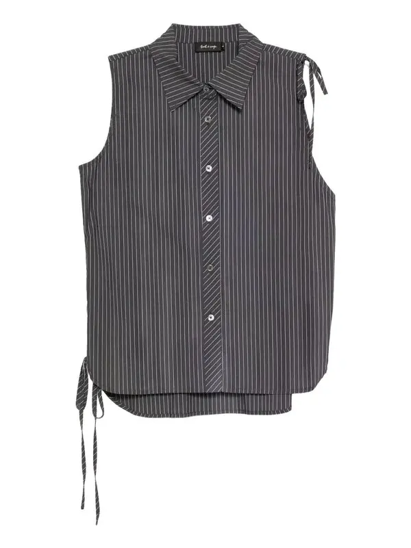 TOUT A COUP Striped Sleeveless Shirt - Grey