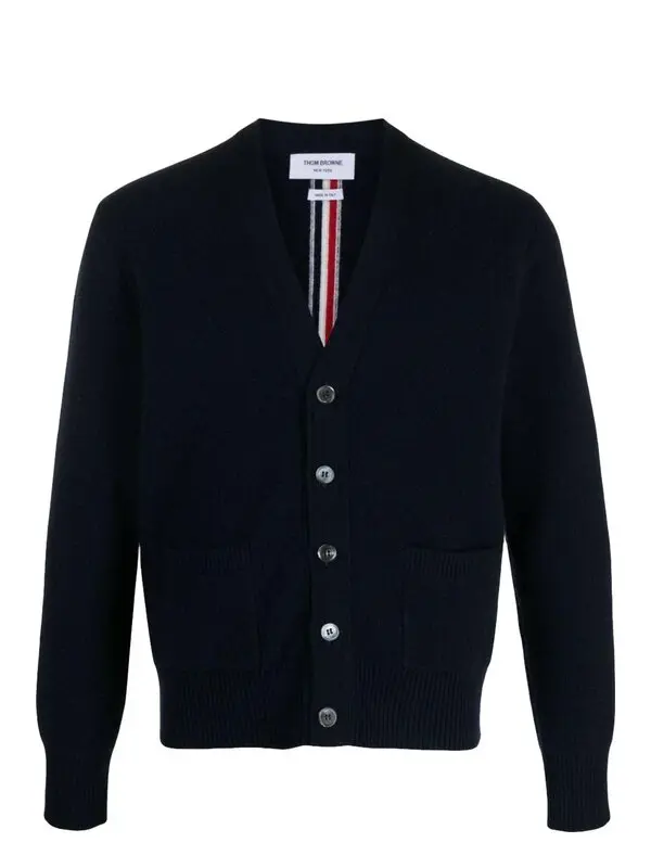 Thom Browne Knitted V-neck Cardigan - Blue
