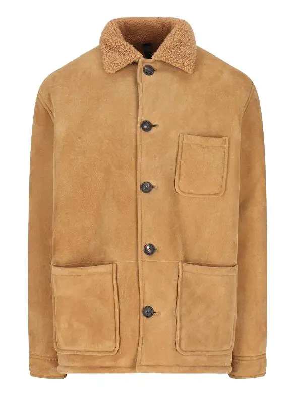 Tagliatore Tan Leather Jacket - Beige