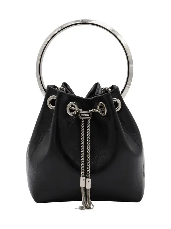 JIMMY CHOO Leather Top Handle Bag - Black