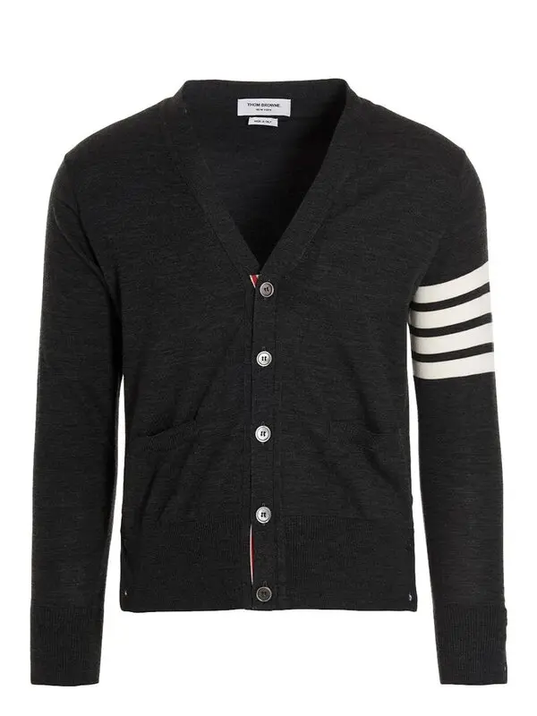 Thom Browne Merino Wool Cardigan - Gray