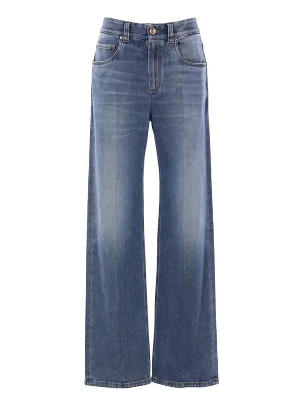 Brunello Cucinelli Loose-fit Jeans With Monile Embroidery - Essential Dark Blue Denim