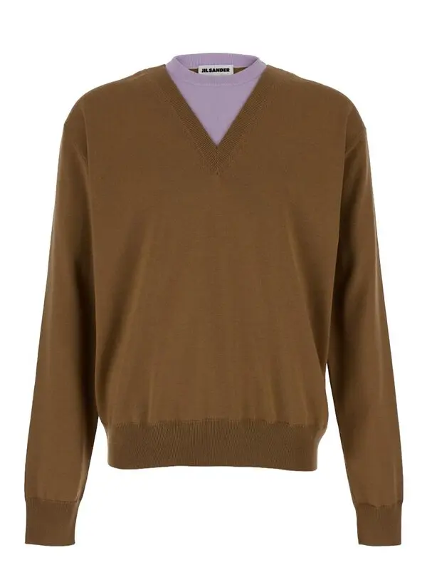 JIL SANDER Wool Double-neck Sweater - Brown