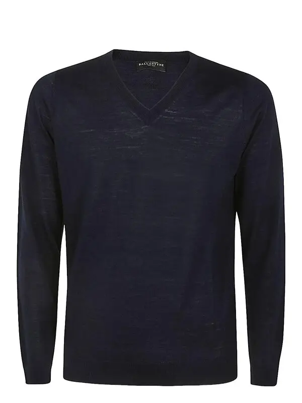 BALLANTYNE Slim-fit V-neck Pullover - Blue
