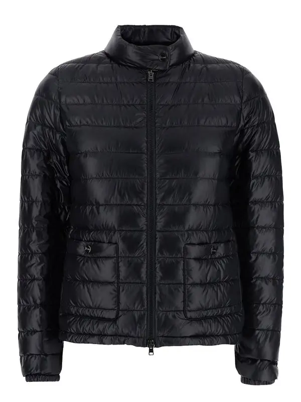 Herno Quilted Down Jacket With Raised Collar And Front Pockets - Black