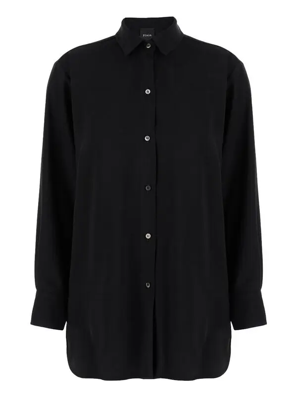 PLAIN Maxi Shirt In Techno Fabric - Black