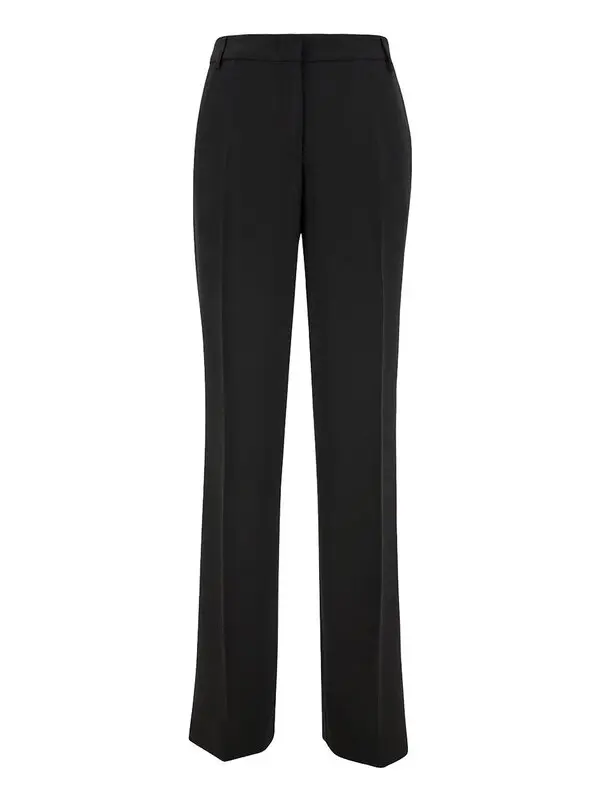 PLAIN Straight Leg Pants With Concealed Closure - Black