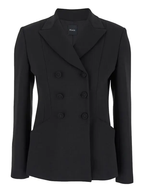 PLAIN Double-breasted Jacket With Peak Lapels - Black