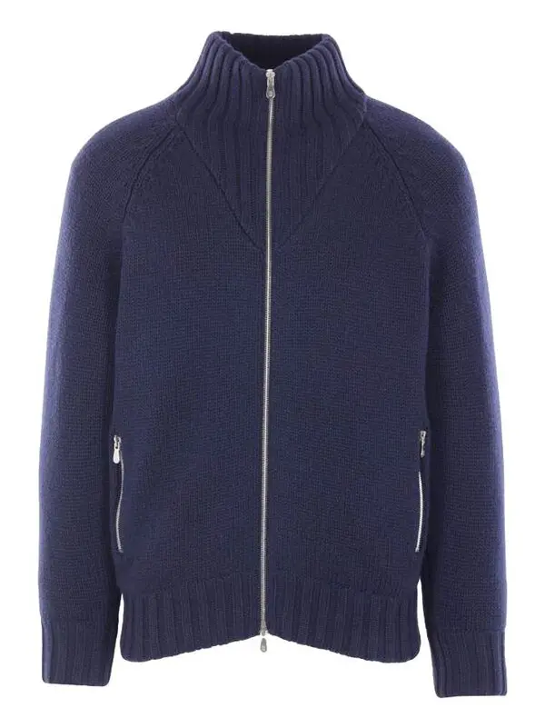 Brunello Cucinelli Cashmere Knit Down Jacket - Indigo+panama