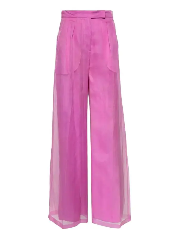 Max Mara Silk Sheer Straight Trousers - Pink