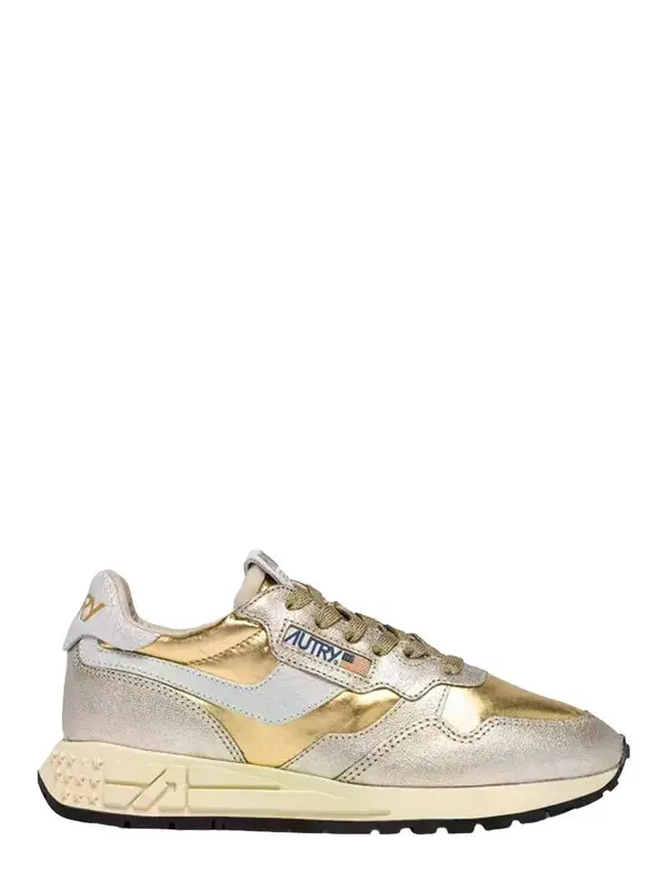 AUTRY Reelwind Low Metallic Leather Sneakers - Gold