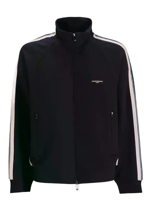 Emporio Armani Side-stripe Zip-up Track Jacket - Black