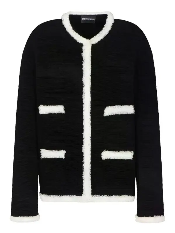 Emporio Armani Ottoman Fringed-detail Jacket - Black