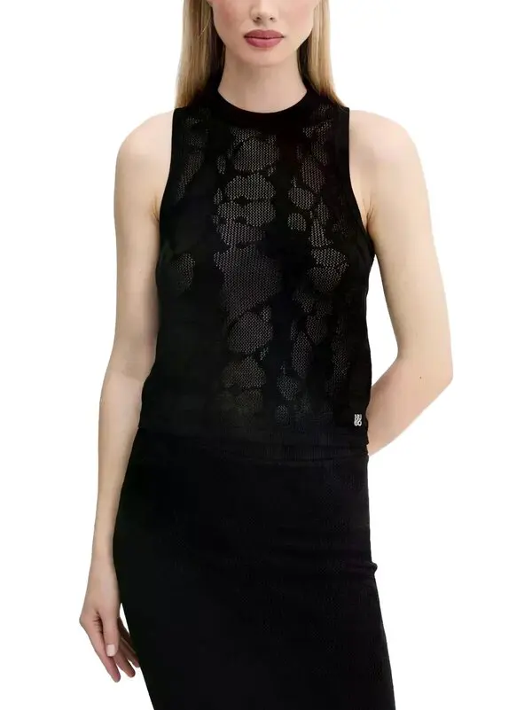 Hugo Seshy Floral-pattern Sleeveless Top - Black