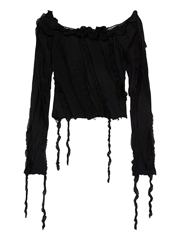 Blumarine Off-shoulder Ruffled Top - Black