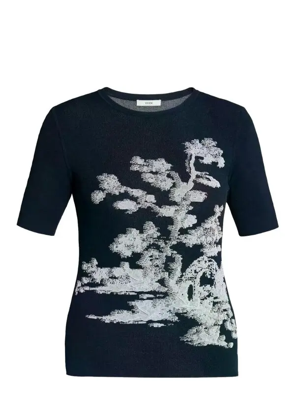 Erdem Jacquard Short-sleeve Top - Blue