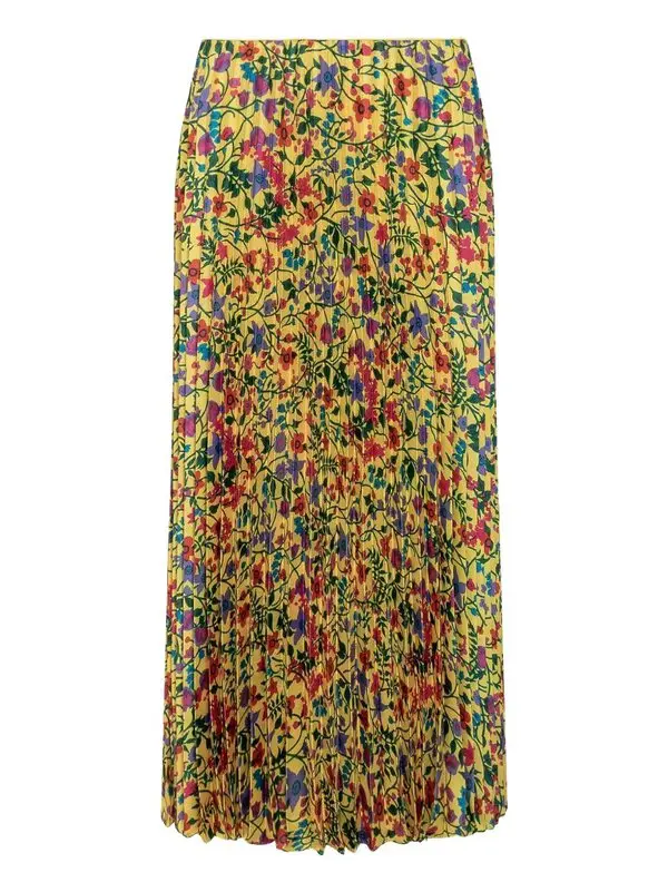 Max Mara Floral-print Skirt - Yellow