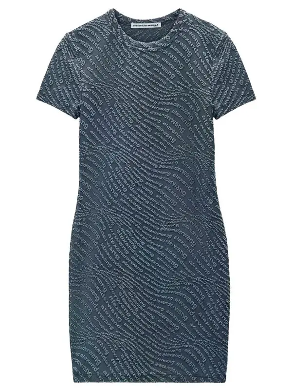Alexander Wang Short-sleeve Logo-embossed Dress - Grey