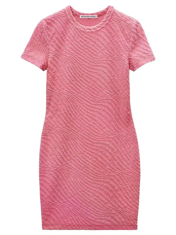 Alexander Wang Short-sleeve Logo-embossed Dress - Pink
