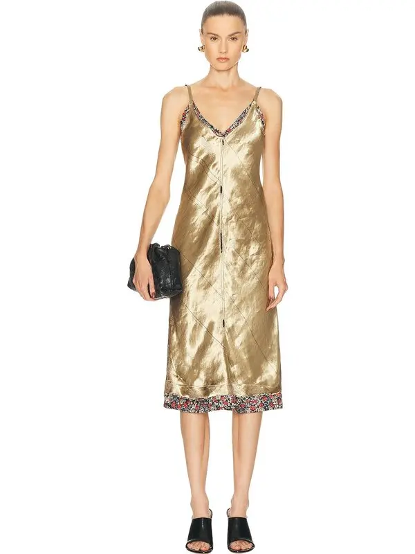 Bottega Veneta Liquid Metal Charmeuse Dress - Gold
