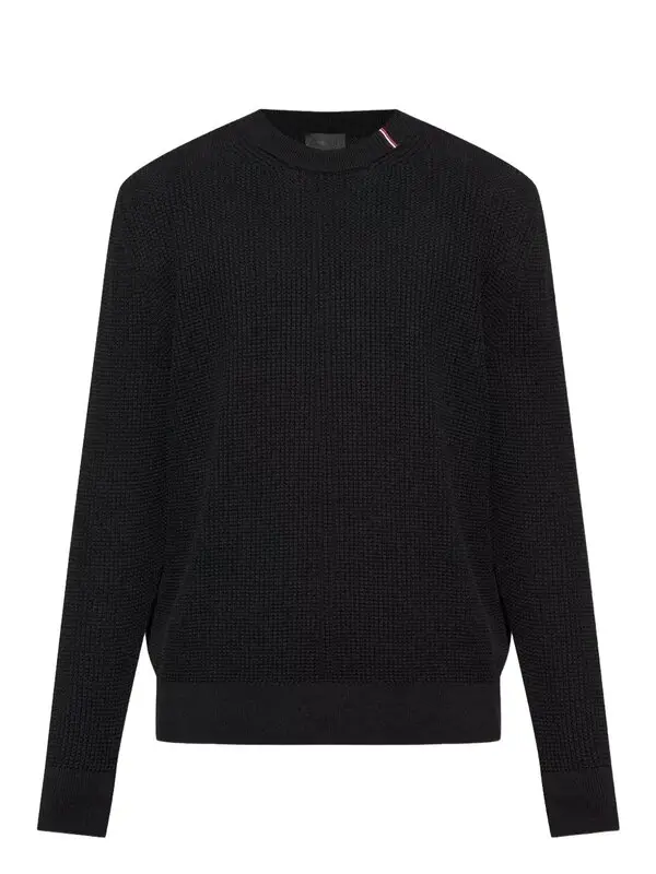 Moncler Waffle-knit Crew-neck Sweater - Black