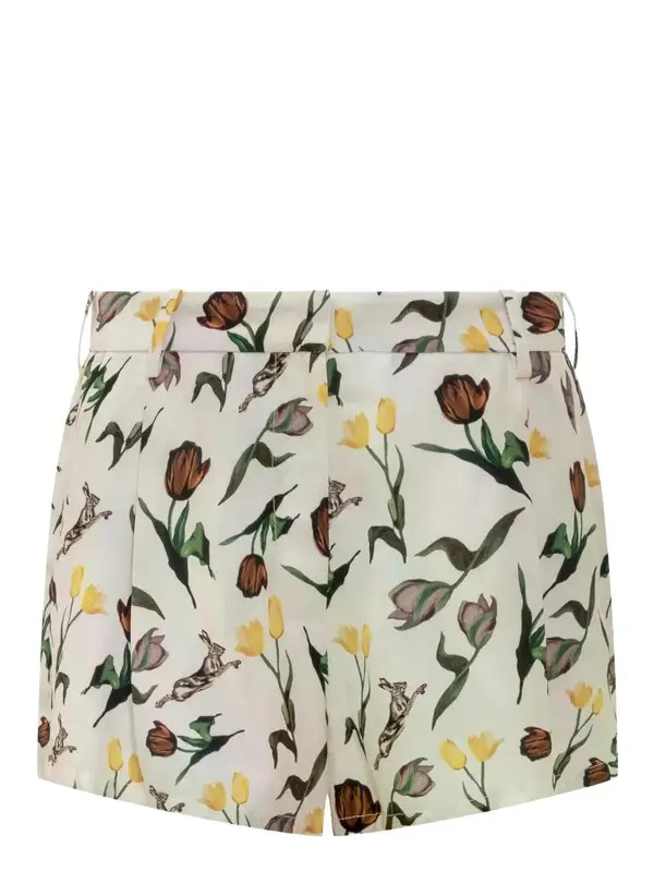 Marni Tulip Hares-print Shorts - White