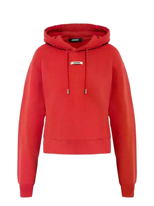 Jacquemus Logo-patch Cropped Hoodie - Red