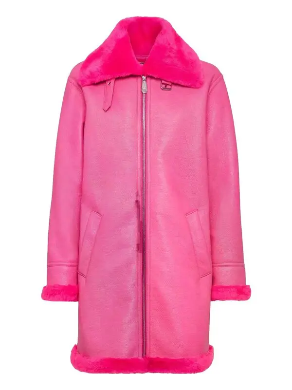 Philipp Plein Eco Mutton Aviator Skull&bones Coat - Pink