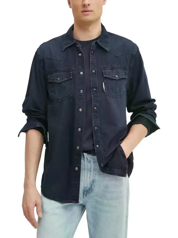 Karl Lagerfeld Denim Flap-pocket Shirt - Blue