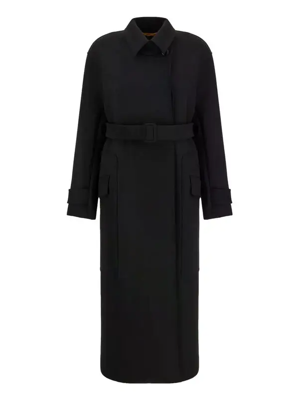 Max Mara Belted Long Coat - Black