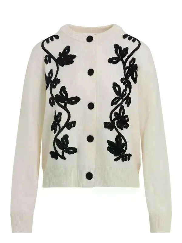 JIL SANDER Floral-embroidered Cardigan - Neutrals