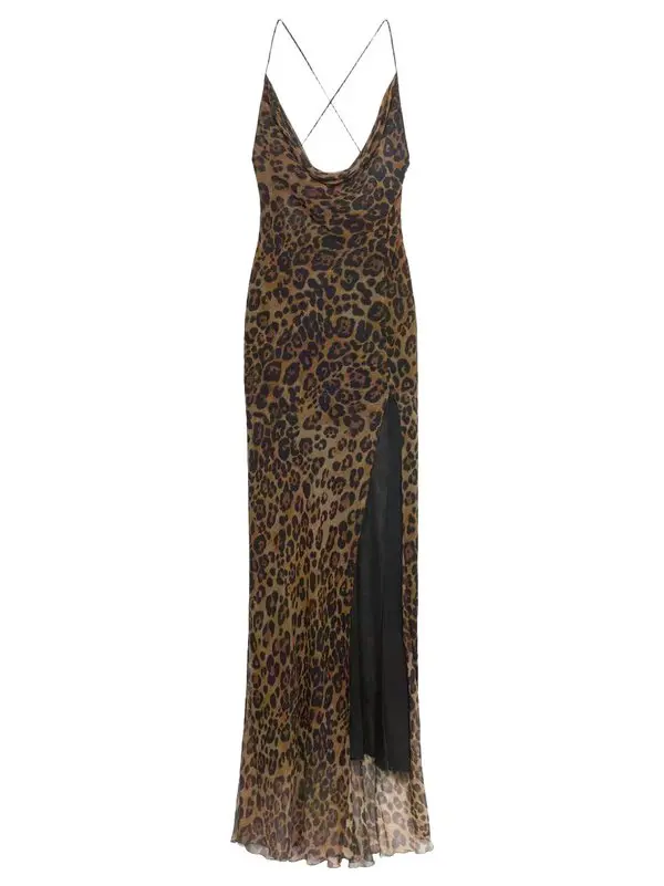 Blumarine Leopard-print Silk Gown - Brown