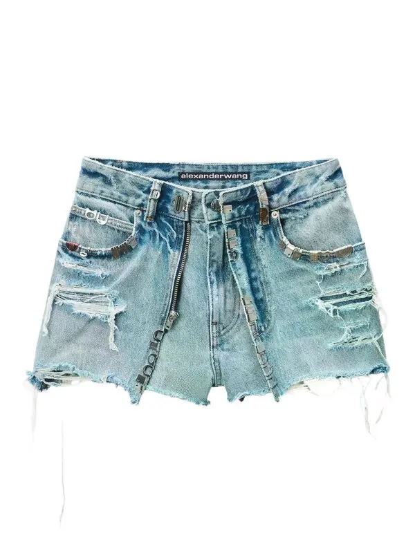 Alexander Wang Distressed Denim Shorts - Blue